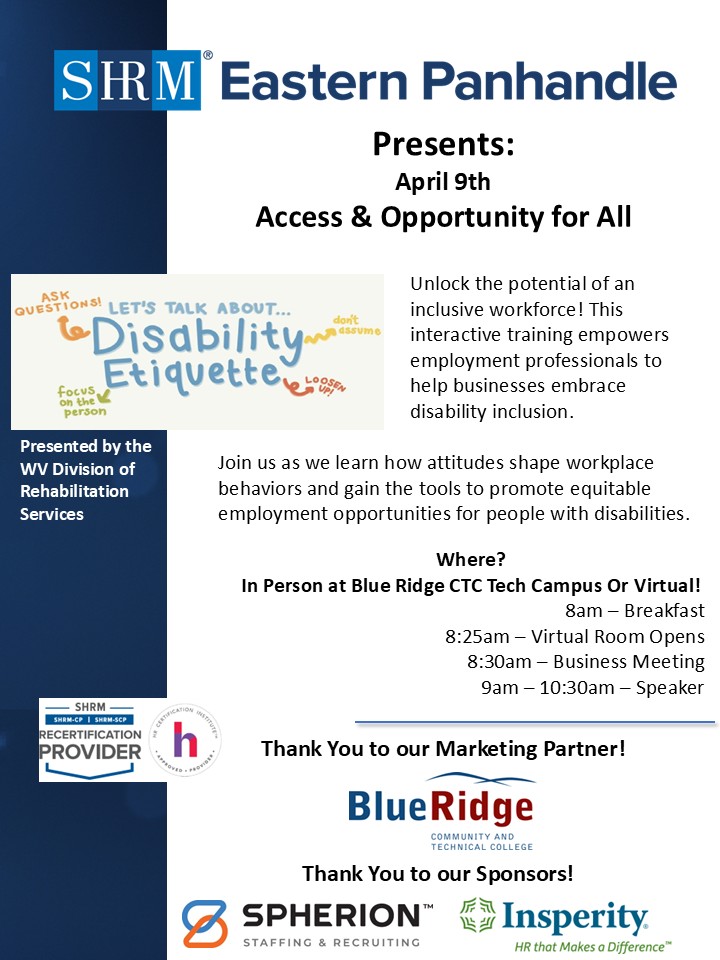 April Meeting: EPSHRM Presents: Access & Opportunity for All | Eastern Panhandle SHRM